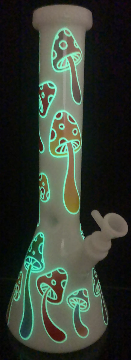 Red Eye Glass - 15" Glow-In-The-Dark Mushroom Magic Beaker Bong - Colo ...