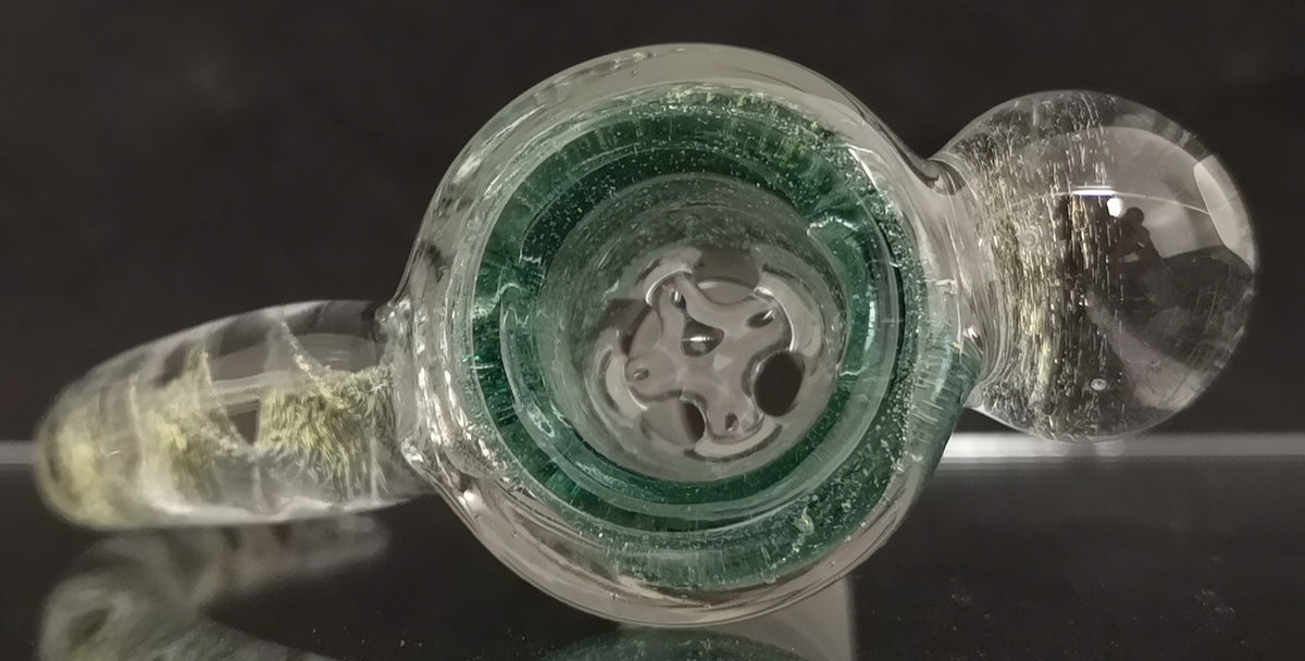 KOBB Glass - 18mm Horn Bowl w/ Dichro Marble (4 Hole) - Gold Dichro Ov ...