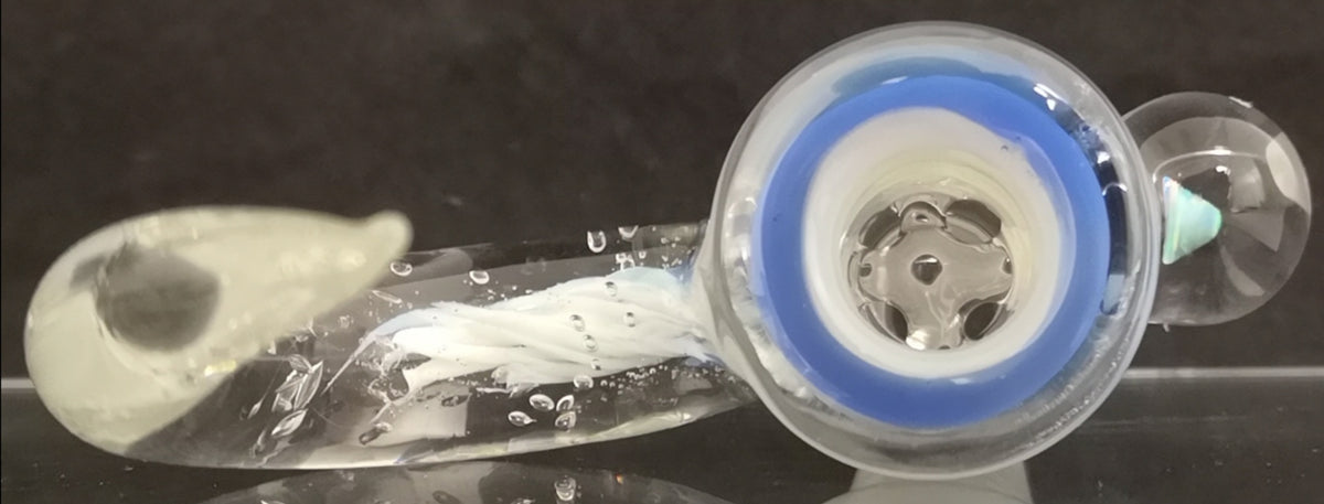 KOBB Glass - 18mm Worked Up Horn Bowl w/ Opal Chunk Marble (4 Hole ...