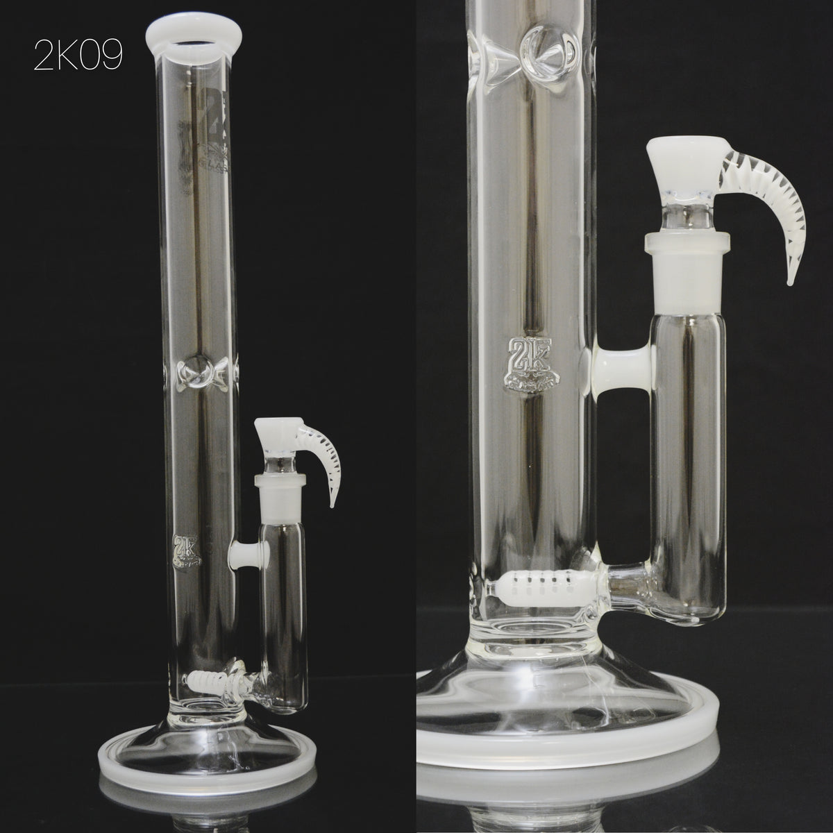 2K Glass - 17" Accented Single Stemline Bong w/ Matching Horn Bowl - C ...